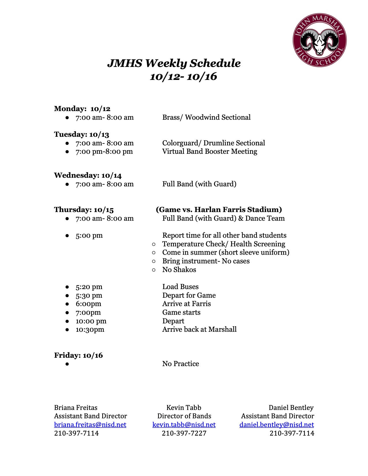 jmhs-weekly-schedule – John Marshall Ram Band